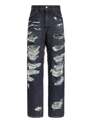 Dolce & Gabbana Carretto-print Denim Trousers - Multicolor