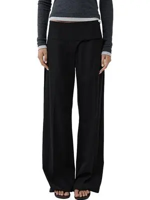 ST. AGNI Wide Leg Wool Trousers - Black