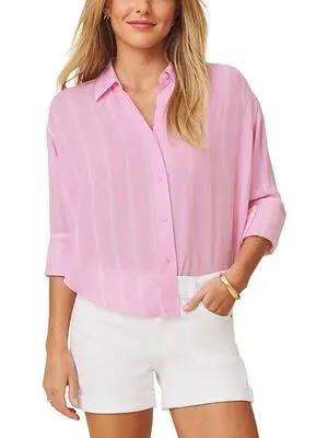 Splendid Splendid Jaylei Striped Button-Front Shirt Blush Multi