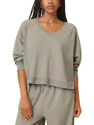 Splendid Palmer Terry V Neck Sweatshirt - Eucalyptus