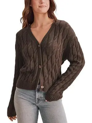 Splendid Rubi Cable Knit Cardigan Sweater - Java