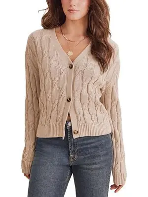 Splendid Rubi Cable Knit Cardigan Sweater - Wheat