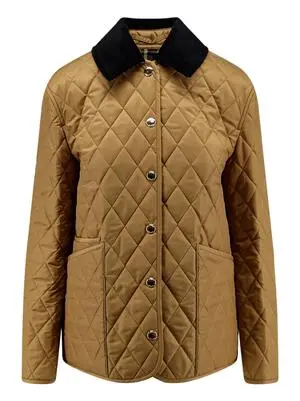 Burberry Quilted Jacket With Corduroy Collar - Beige