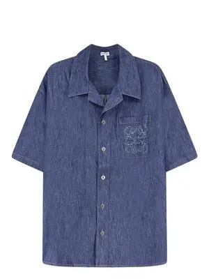 Loewe Denim Shirt With Embroidered Anagram Logo - Blue