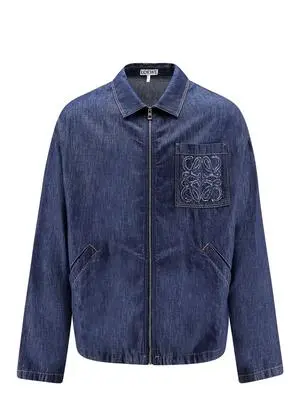Loewe Embroidered Anagram Denim Jacket - Blue