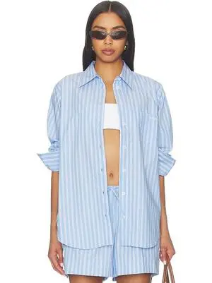 Hunza G Essential Striped Shirt - Cornflower