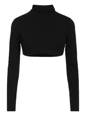 Elisabetta Franchi Cropped Ribbed Turtleneck - Black
