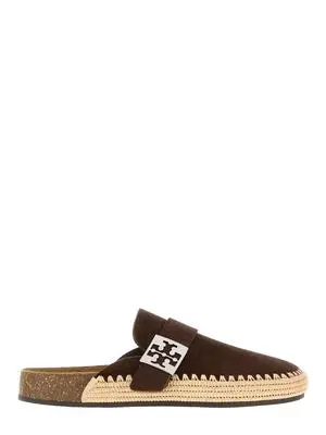Tory Burch Suede Mellow Slippers With Logo Detail - Brown