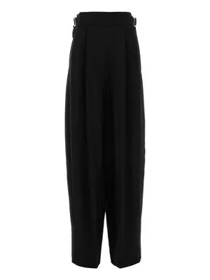 Sportmax Viscose Trousers With Inverted Pleats - Black