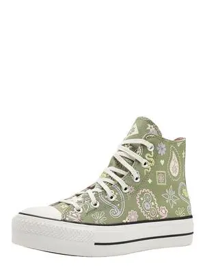 CONVERSE Chuck Taylor All Star Lift Platform High-top Paisley Printed Sneakers - Olive