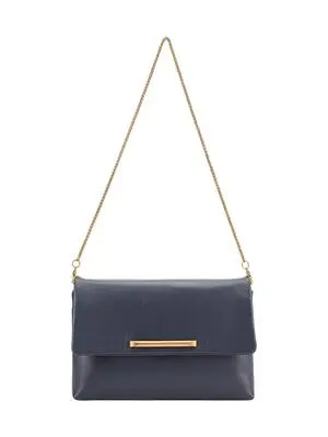 PAUL COSTELLOE Tilda Leather Clutch With Chain Strap - Blue