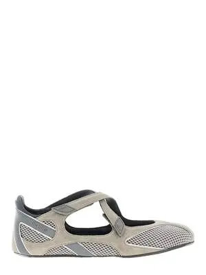 Attico Ballerina Flat With Criss-cross Velcro Straps - Grey