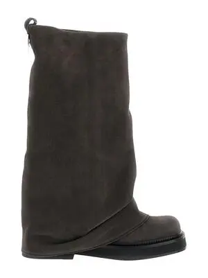 Attico The Attico Robin Suede Leather Draped Panel Boots Brown