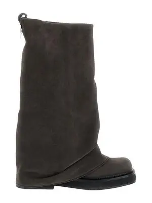Attico The Attico Robin Suede Leather Draped Panel Boots Marrone