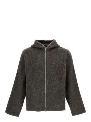 Our Legacy Wool-knit Full-zip Hooded Sweater - Grey
