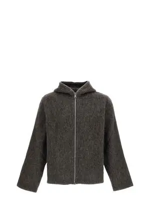 Our Legacy Wool-knit Full-zip Hooded Sweater - Grigio