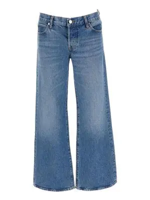 FRAME Frame Amelia Gray X The Pixie Relaxed Wide-Leg Cropped Jeans