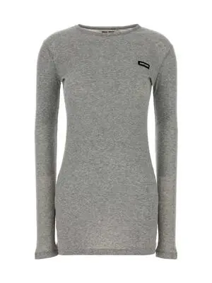 MIU MIU Miu Miu Grey Cotton Mini Dress