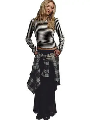 Free People Chloe Solid Maxi Skirt - Black