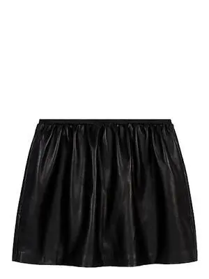 Maje Flared Leather Mini Skirt - Black
