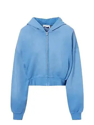 Good American Zip-up Cotton Blend Hoody - Blue Drift