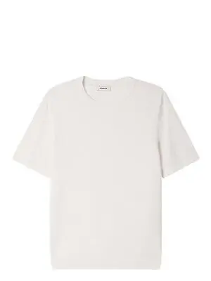 Sandro Crew Neck Cotton-silk Knitted T-shirt - Ecru
