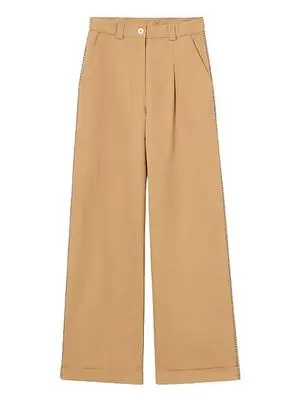 Claudie Pierlot Straight-leg Cotton Trousers - Beige