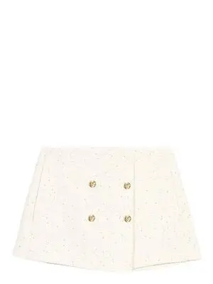 Maje Wrap Tweed Cotton-blend Skort - Ecru
