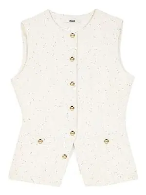 Maje Sleeveless Tweed Waistcoat - Ecru