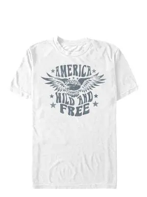 LOST GODS America Wild And Free Bald Eagle Graphic T-shirt - White