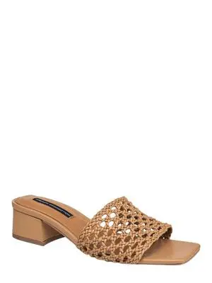 French Connection Waves Woven Mule With Block Heel - Tan