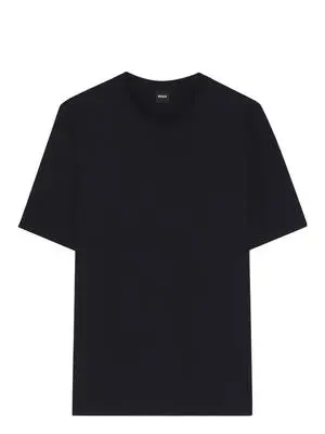 Hugo Boss Short-sleeved Sweater With Knitted Structure - Dark Blue