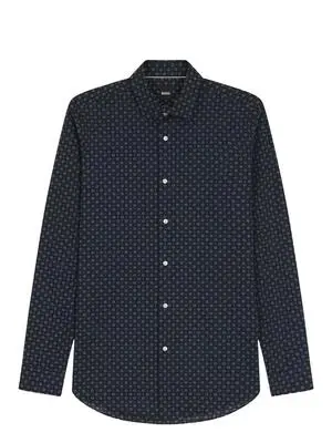 Hugo Boss Slim-fit Business Shirt In Stretch Poplin - Blue Pattern