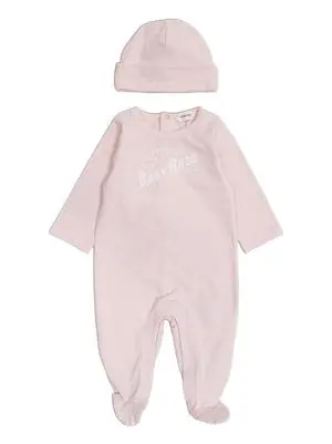 Versace Long-sleeve Bodysuit And Hat Set - Pink