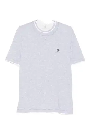 Brunello Cucinelli Logo Cotton T-shirt - Grey