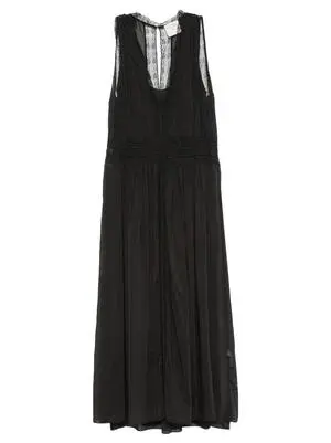 FORTE_FORTE Silk Maxi Dress With Lace Trim - Black