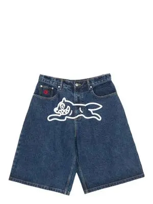 ICECREAM Denim Cargo Shorts With Graphic Applique - Blue