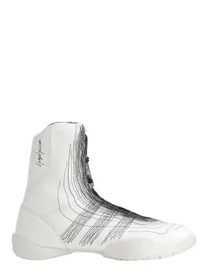Y3 Y-3 Regu Hi Graphic Lace-Up High-Top Leather Sneakers Grey