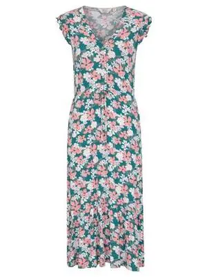 Mountain Warehouse Cyprus Tiered Ruffle Floral V-neck Maxi Dress - Mixed