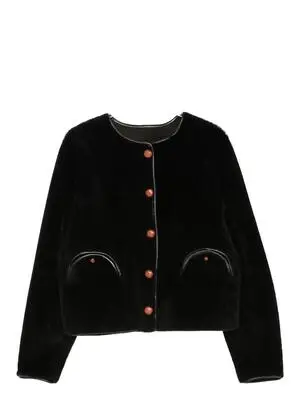 BLAZÉ MILANO Shearling And Leather Trim Jacket - Black