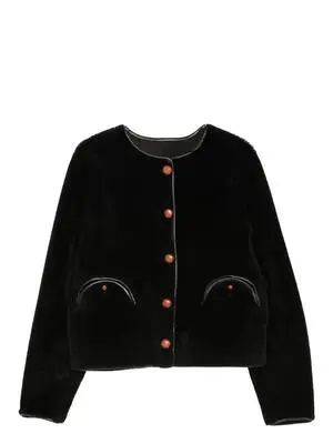 BLAZÉ MILANO Shearling And Leather Trim Jacket - Black