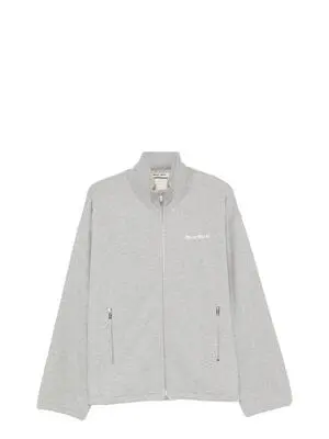 Miu Miu Zip Up Sweatshirt With Embroidered Logo - Gray