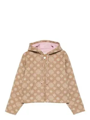Casablanca Monogrammed Virgin Wool Zip-up Hooded Jacket - Brown