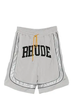 Rhude Grey Mesh Logo Track Shorts - Gray