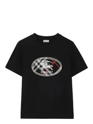 Burberry Check Knight Stamp Cotton T-shirt - Black