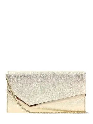 JIMMY CHOO Emmie Clutch Bag In Platinum Ice Brilliance Fabric - Silver