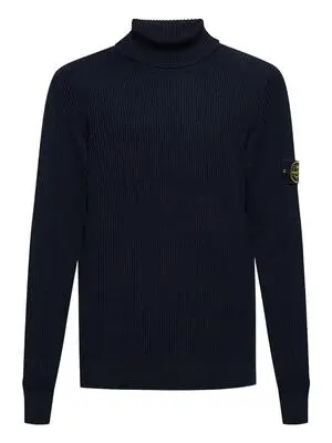 Stone Island Wool Ribbed Turtleneck Sweater - Blue
