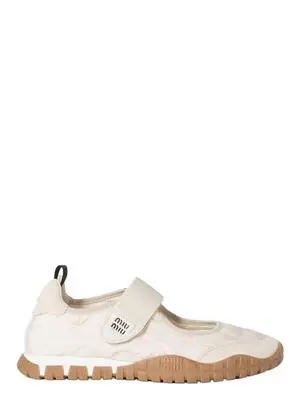 Miu Miu Tyre Technical Fabric And Suede Ballerinas - Multicolor
