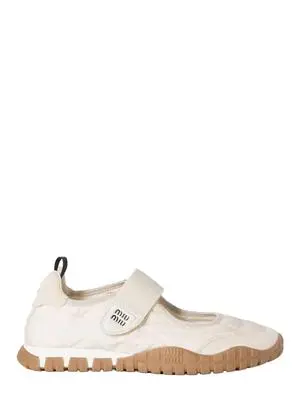 Miu Miu Tyre Technical Fabric And Suede Ballerinas - Multicolor