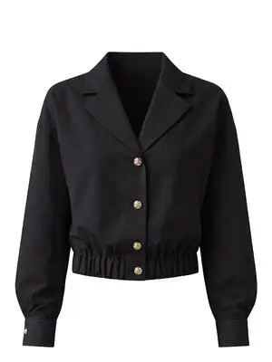 EXQUISE Romina Shawl Collar Jacket With Gold Button Detail - Black